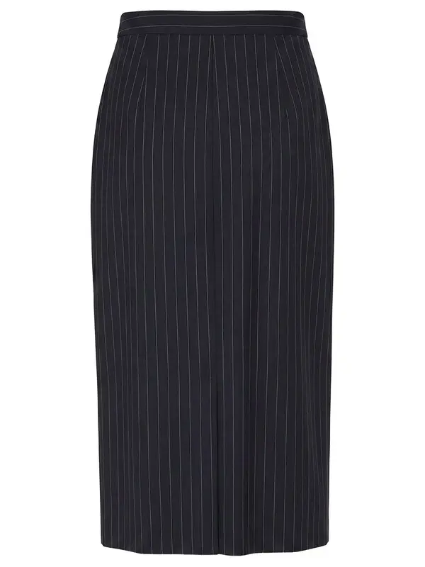 Givenchy Midi Striped Wool Skirt