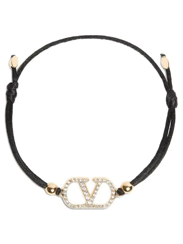 Valentino Garavani Vlogo Signature Bracelet With Swarovski Crystals - Black