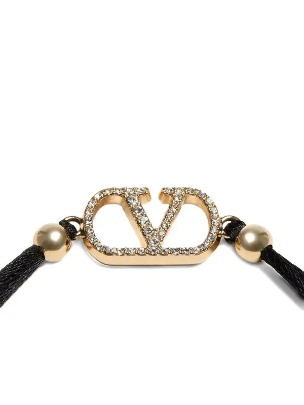 Valentino Garavani Vlogo Signature Bracelet With Swarovski Crystals - Black