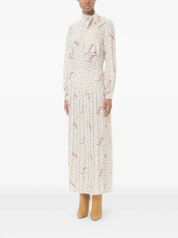 Valentino Garavani Crepe De Chine Polka Dot Shirt With Integrated Scarf - Multicolor