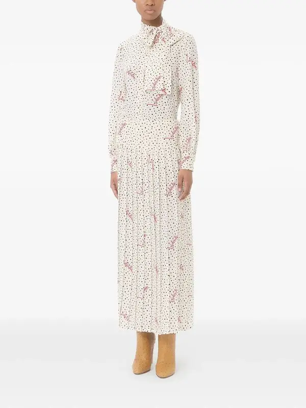 Valentino Garavani Crepe De Chine Polka Dot Shirt With Integrated Scarf