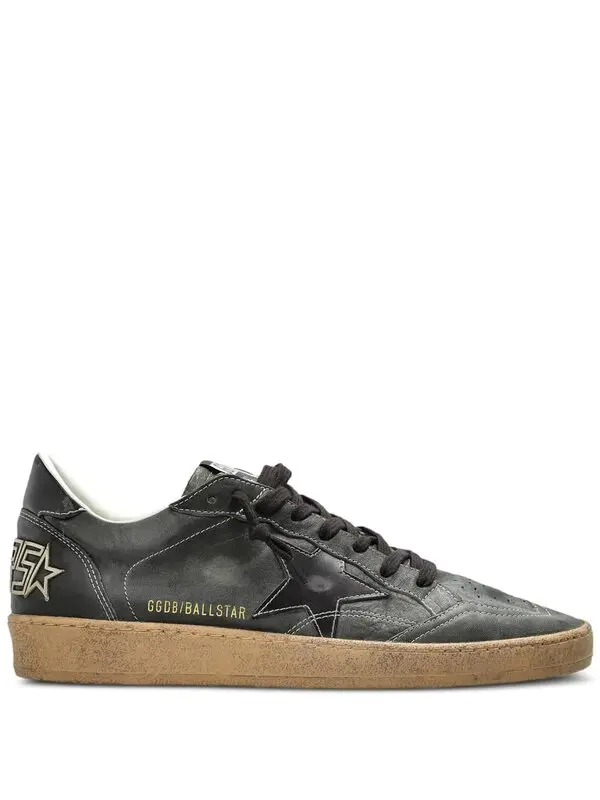 GOLDEN GOOSE Ball Star Distressed Leather Sneakers - Green