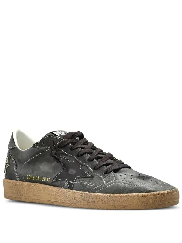 GOLDEN GOOSE Ball Star Distressed Leather Sneakers - Green