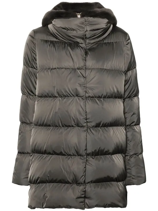 Herno Piumino A-shape In Raso E Lady Alternative Fur - Gray