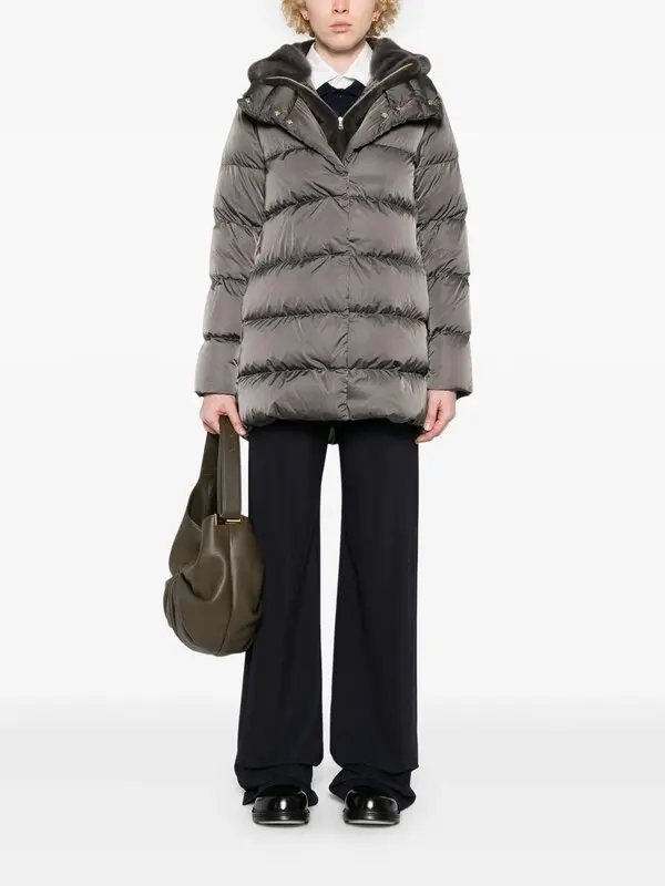 Herno Piumino A-shape In Raso E Lady Alternative Fur
