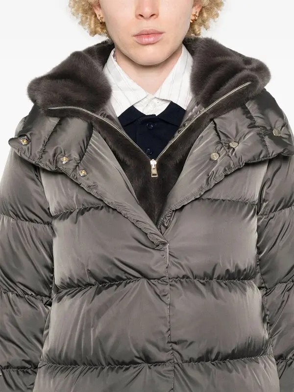 Herno Piumino A-shape In Raso E Lady Alternative Fur