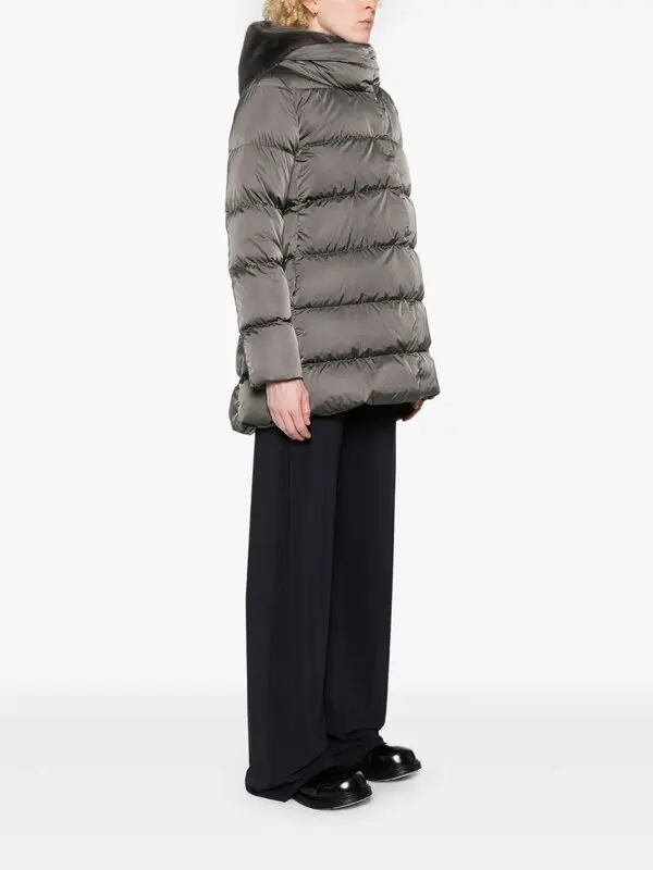 Herno Piumino A-shape In Raso E Lady Alternative Fur