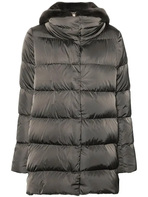 Herno Padded Down Jacket With Detachable Faux Fur Hood - Gray