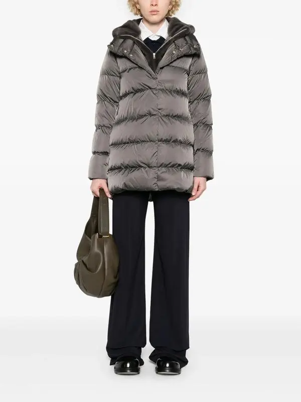 Herno Padded Down Jacket With Detachable Faux Fur Hood - Gray