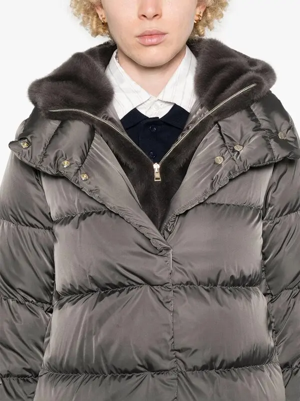 Herno Padded Down Jacket With Detachable Faux Fur Hood - Gray