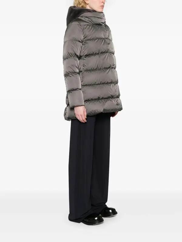 Herno Padded Down Jacket With Detachable Faux Fur Hood - Gray