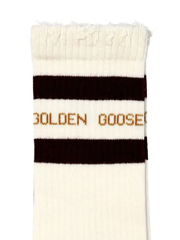 GOLDEN GOOSE Calzini In Misto Cotone Con Logo E Righe