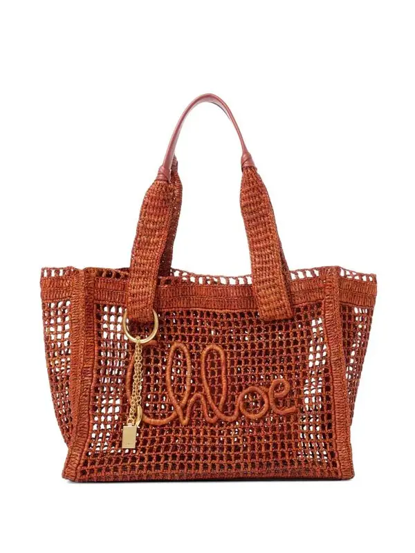Chloé Summer Banana East-west Tote Bag In Raffia - Brown