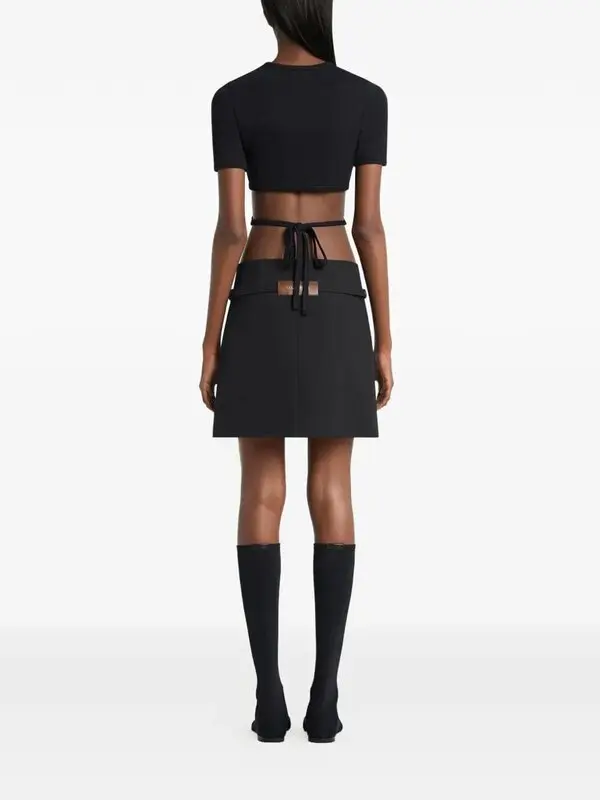 COURREGES Ribbon Cut-out Contrast T-shirt - Black