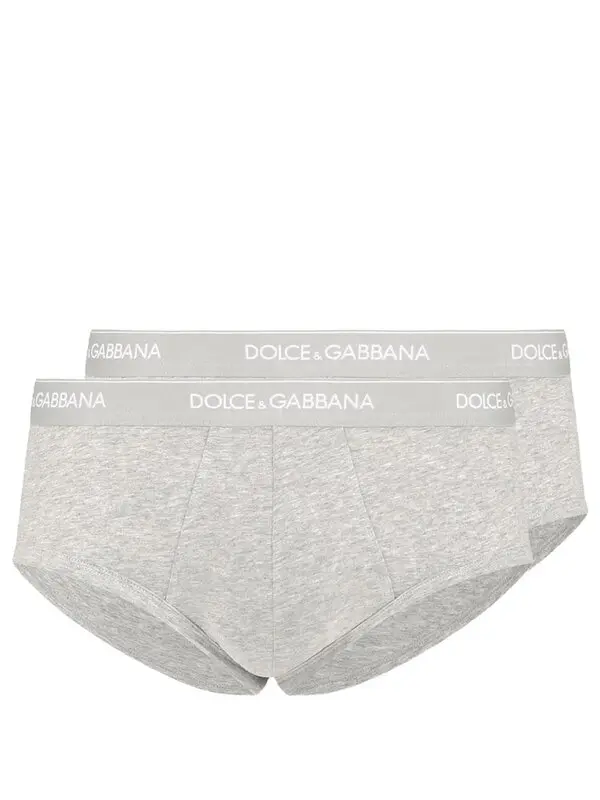 Dolce & Gabbana Two-pack Of Stretch Cotton Brando Briefs - Gray