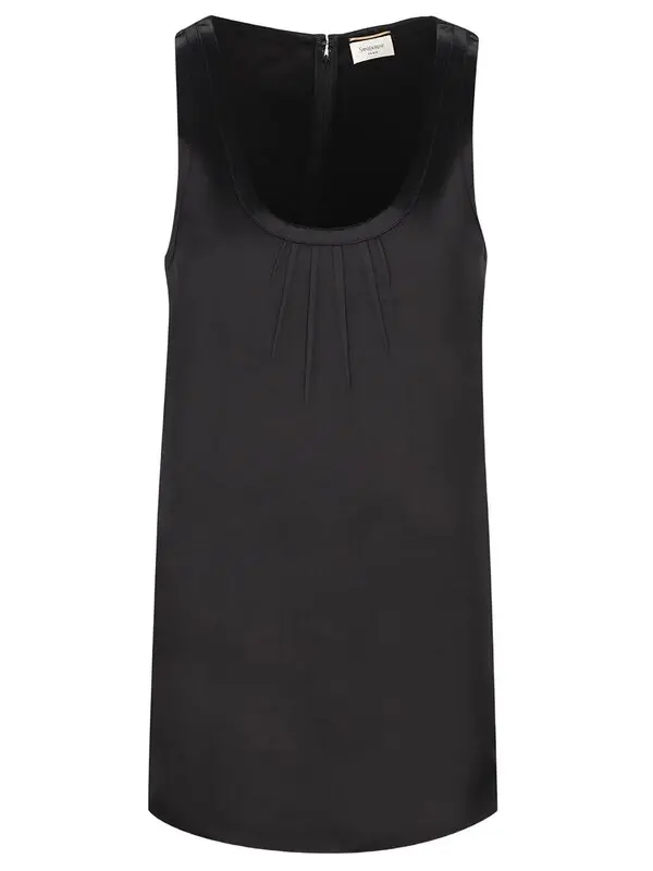 Saint Laurent Cassandre Shift Dress In Satin - Black