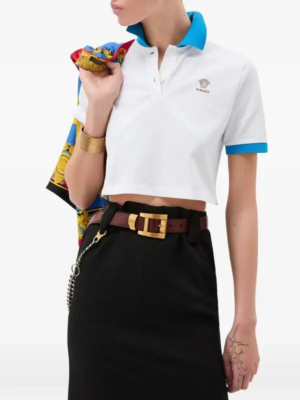 Versace Cropped Polo Shirt - White