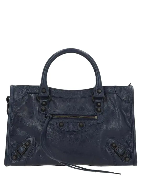 Balenciaga Le City Medium Bag In Arena Leather - Blue