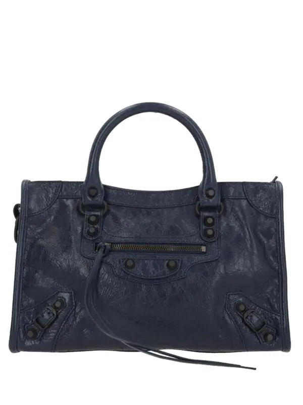 Balenciaga Le City Medium Bag In Arena Leather - Blue