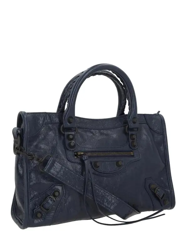 Balenciaga Le City Medium Bag In Arena Leather - Blue