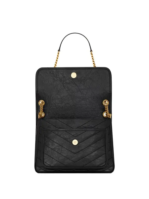Saint Laurent Niki Medium Soft Bag In Vintage Leather - Black