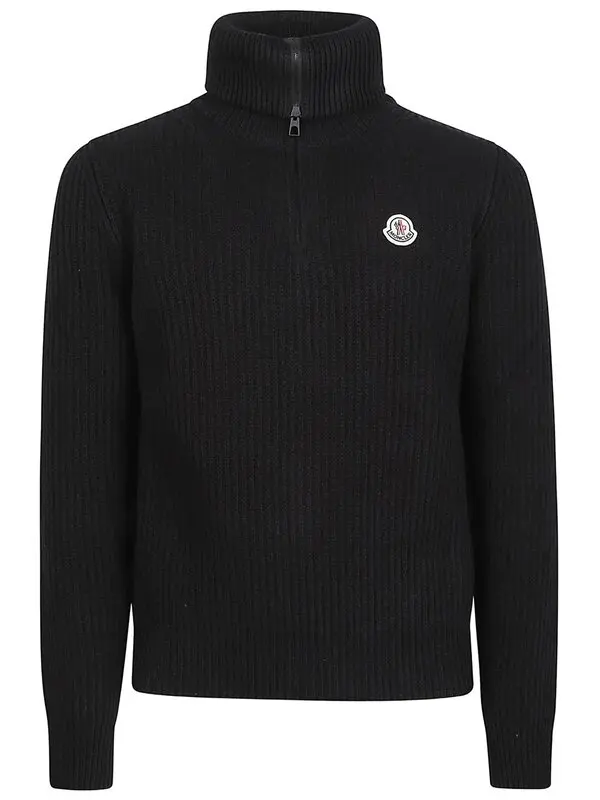 Moncler Dolcevita In Lana A Coste Con Logo