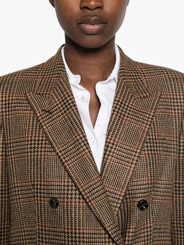 Tagliatore Double-breasted Checked Blazer - Brown