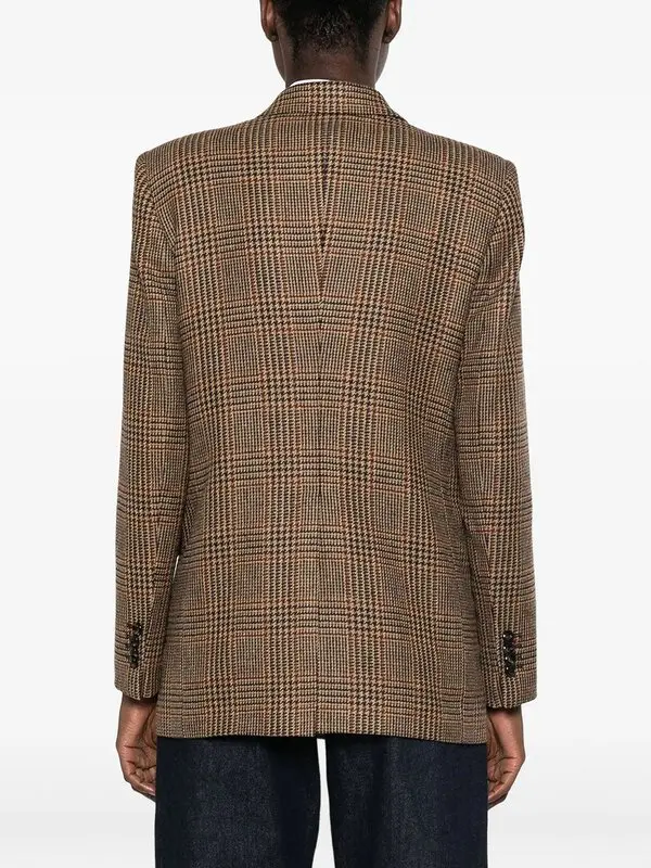 Tagliatore Double-breasted Checked Blazer - Brown