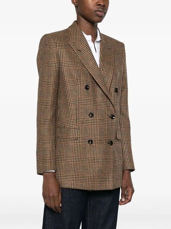 Tagliatore Double-breasted Checked Blazer - Brown