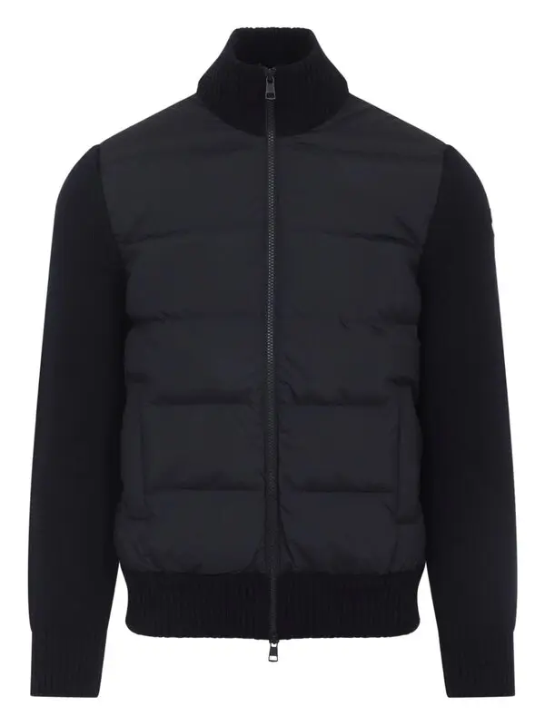 Moncler Cardigan Imbottito In Lana Con Zip