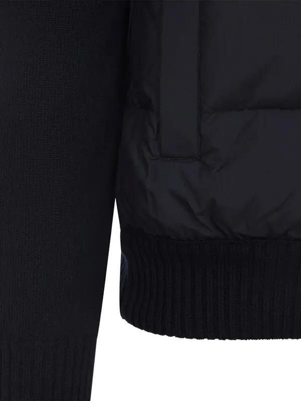 Moncler Cardigan Imbottito In Lana Con Zip