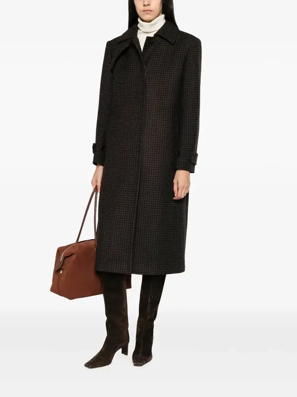 Tagliatore Bethany Wool Houndstooth Coat - Brown