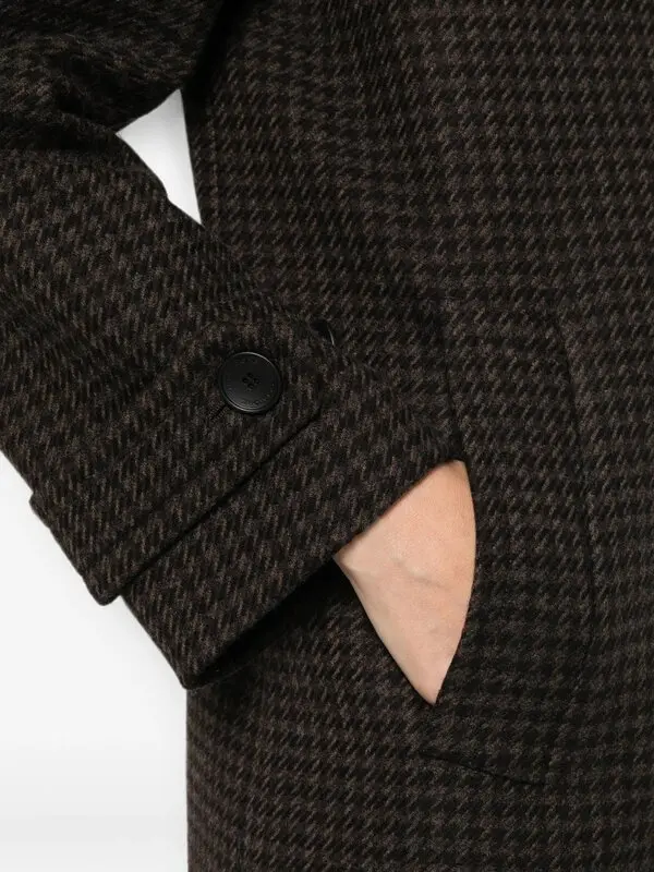 Tagliatore Bethany Wool Houndstooth Coat - Brown
