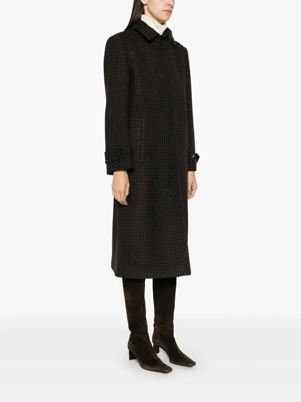 Tagliatore Bethany Wool Houndstooth Coat - Brown