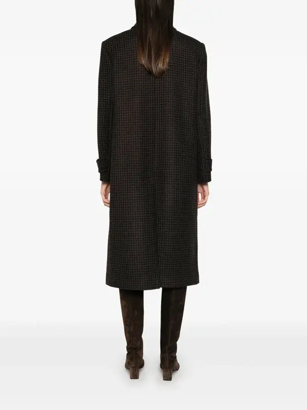 Tagliatore Bethany Wool Houndstooth Coat - Brown