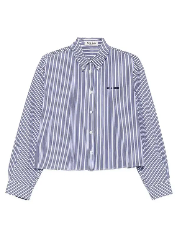Miu Miu Micro Pinstripe Cropped Shirt - Blue