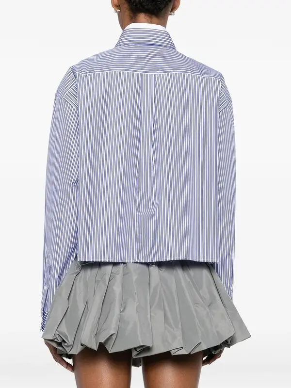 Miu Miu Micro Pinstripe Cropped Shirt - Blue