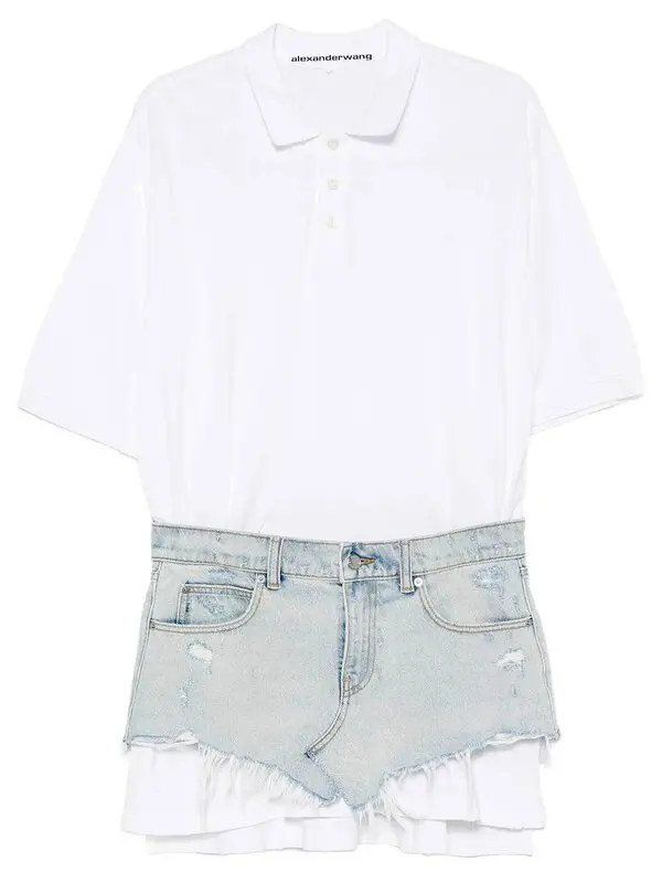 Alexander Wang Pre-styled Denim Polo Dress - White
