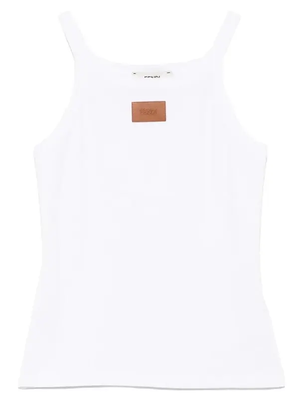 Fendi Ribbed Logo Tank Top - White