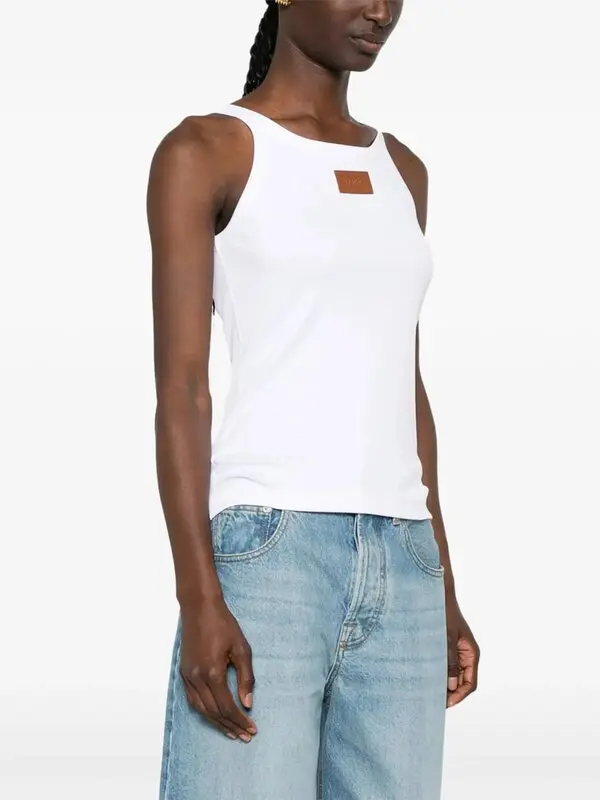 Fendi Ribbed Logo Tank Top - White
