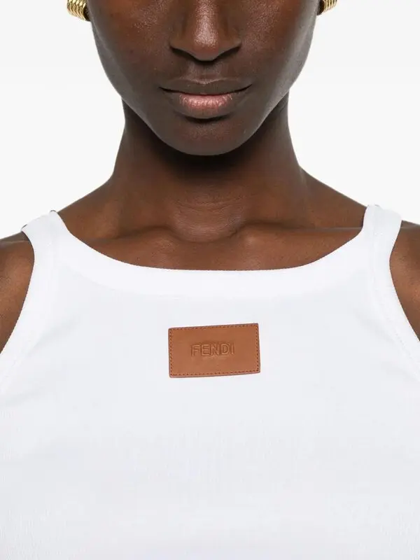 Fendi Ribbed Logo Tank Top - White