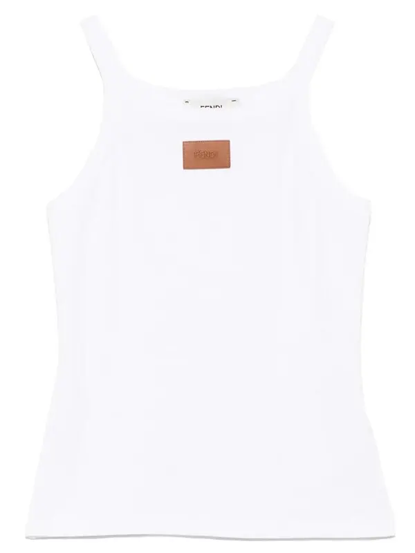Fendi Ribbed Logo Tank Top - White