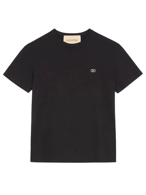 Valentino Garavani Cotton T-shirt With Vlogo Embroidery - Black