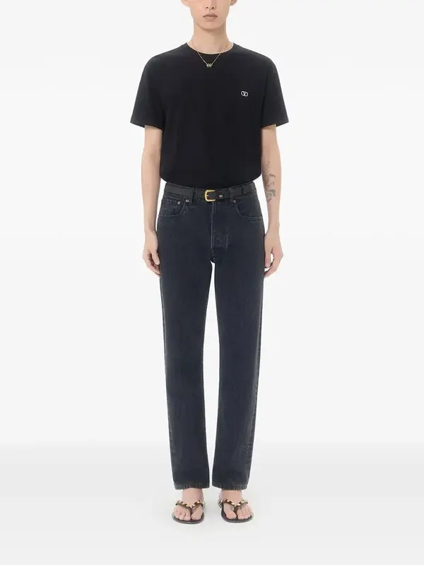 Valentino Garavani Cotton T-shirt With Vlogo Embroidery - Black