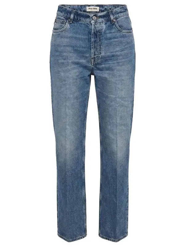 Miu Miu Washed Denim Trousers - Blue