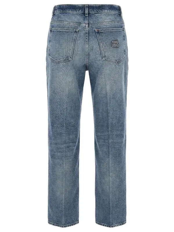 Miu Miu Washed Denim Trousers - Blue