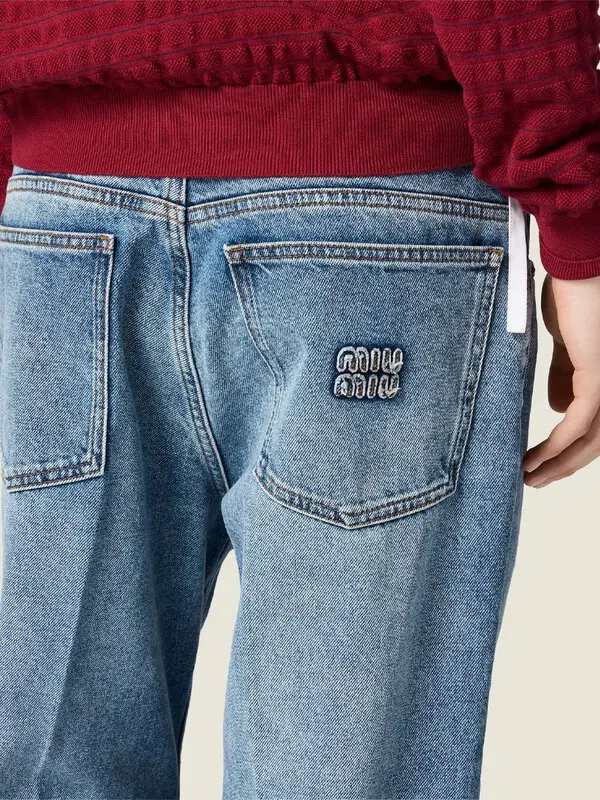 Miu Miu Washed Denim Trousers - Blue