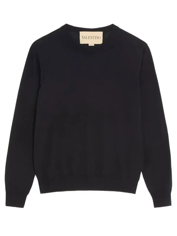 Valentino Garavani Wool Jumper With Vlogo Embroidery - Black
