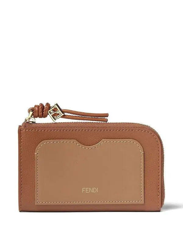 Fendi Card Case Pouch With Zip - Brown
