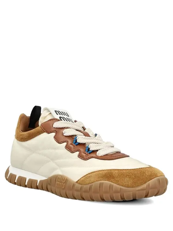 Miu Miu Tyre Technical Fabric, Suede And Leather Sneakers